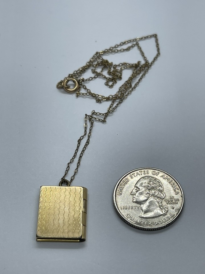 Art Deco 1/20 12kt Gold Filled Taille d’Epargne Book Shaped Locket ...
