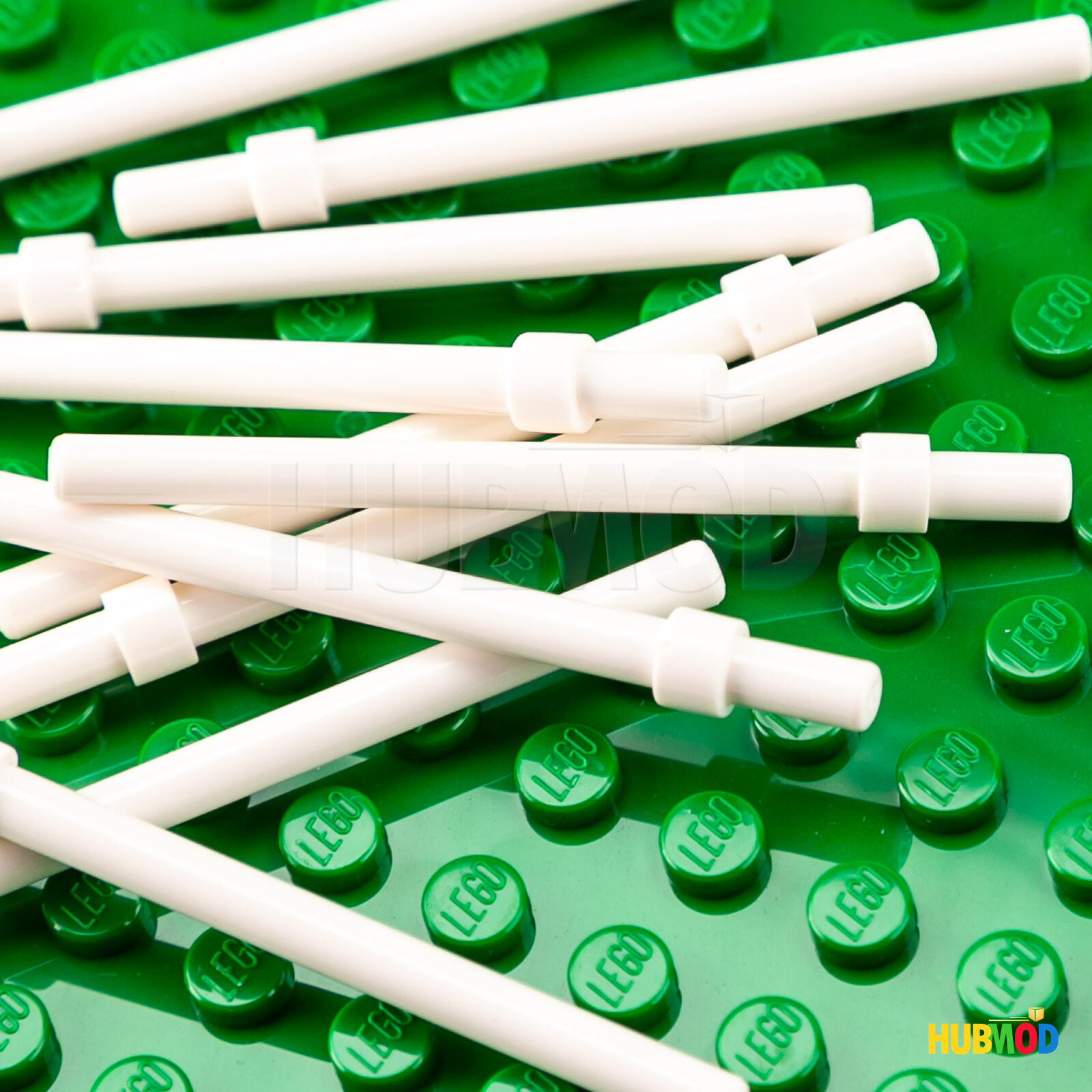 Lot of 10 Lego White 63965 Bar 6L with Stop Ring Stick Poles Brick ...