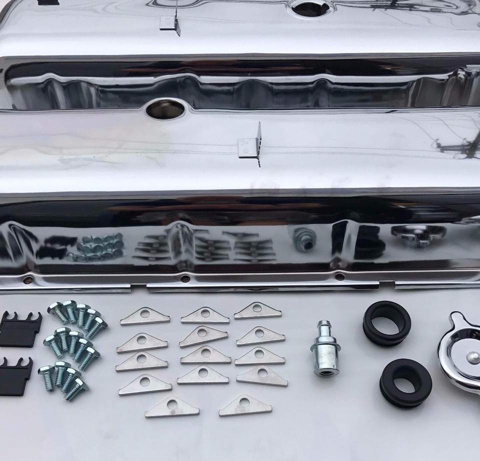 65-72 Chevrolet Chrome CHEATER Valve Covers BBC 396 427 454 KIT 40 PC ...