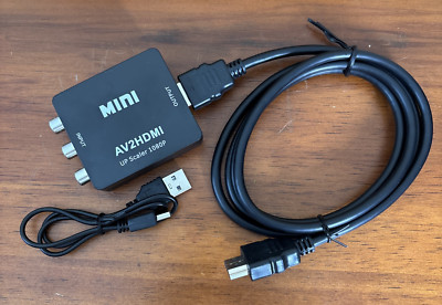 MINI AV to HDMI Converter HDMI2AV UP Scaler 1080P w/ USB and HDMI Cable ...