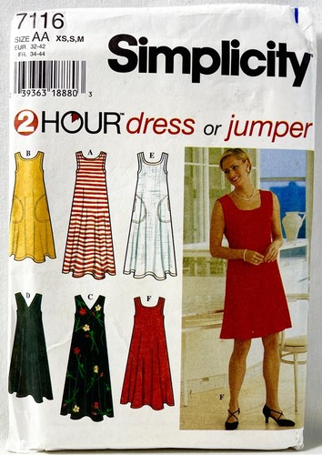 1996 Simplicity Sewing Pattern 7116 Womens Dress Jumper Size 6-16 ...