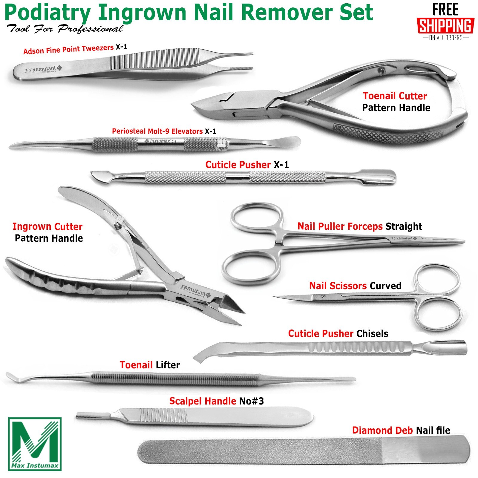 Basic Toenail Removal Set Podiatry Nail Surgery Tools Kit Nails ...