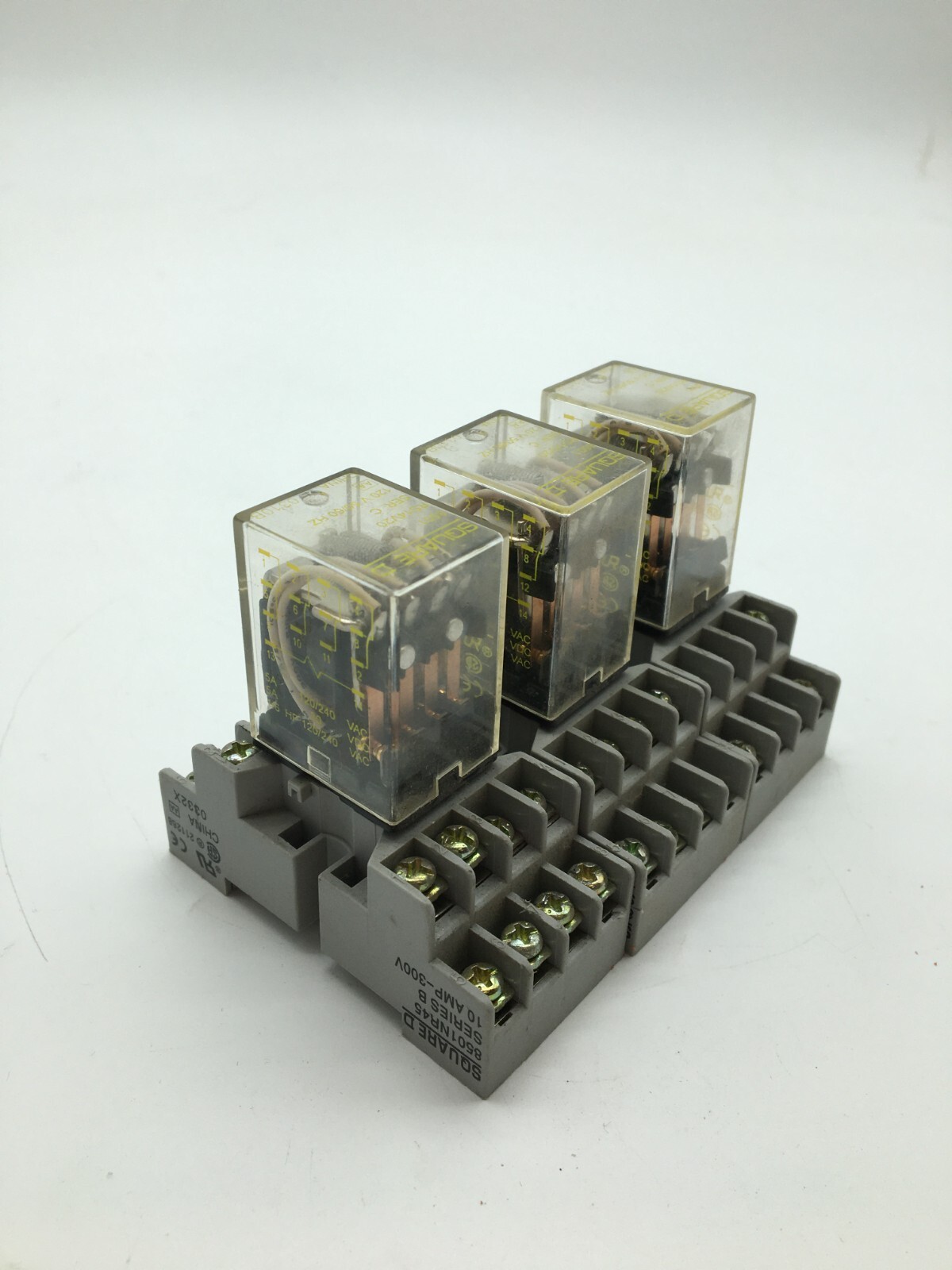 3 Piece Square D 8501RS14V20 Miniature Relay 4PDT 120VAC Coil with Base ...