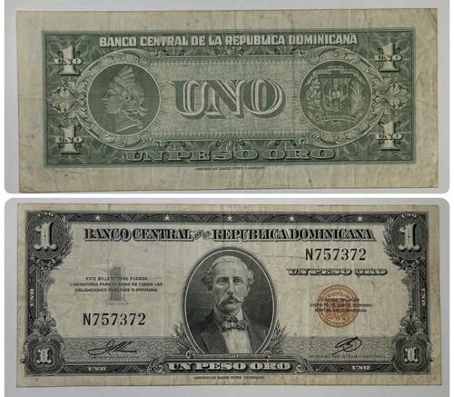 Dominican Republic 1 Peso Oro Banknote – Juan Pablo Duarte – Vintage ...