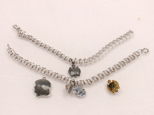 Vintage Sterling Silver Charm Bracelet 2 Sterling Charms ABWA Pin | eBay
