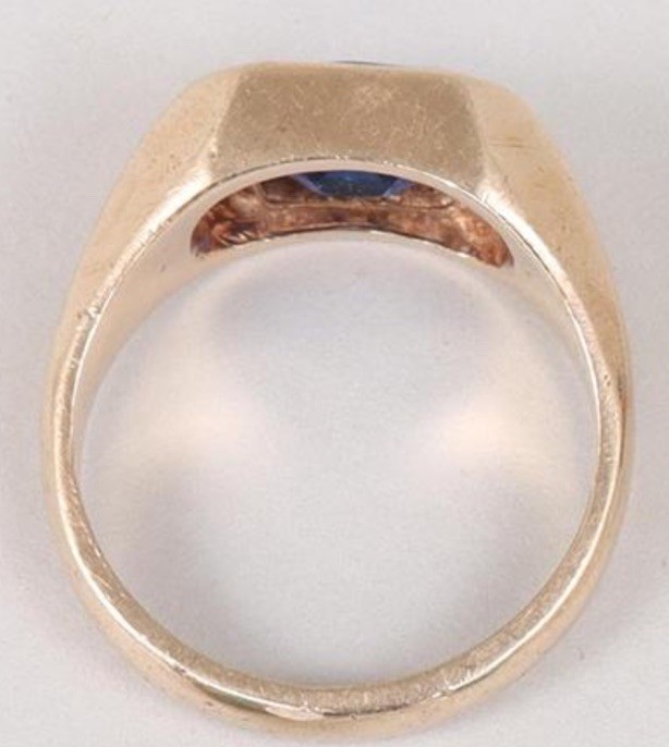 Antique Baden & Foss 10k Gold London Blue Topaz Men’s Ring 9 8.5grams ...