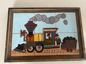 RARE Ceramic Train Tile Hand Painted Wall Art 20”x 15” Used HEAVY! | eBay