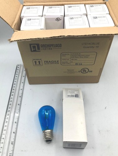Archipelago Lot of 16 Thread LED S14 Lamp E26 Base Blue 1W/120V ...
