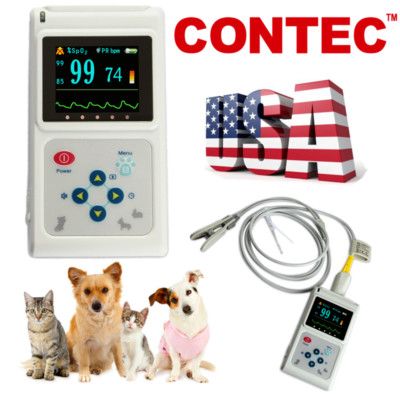 Veterinary Pulse Oximeter Handheld SPO2 PR Monitor Vet Tongue Probe ...
