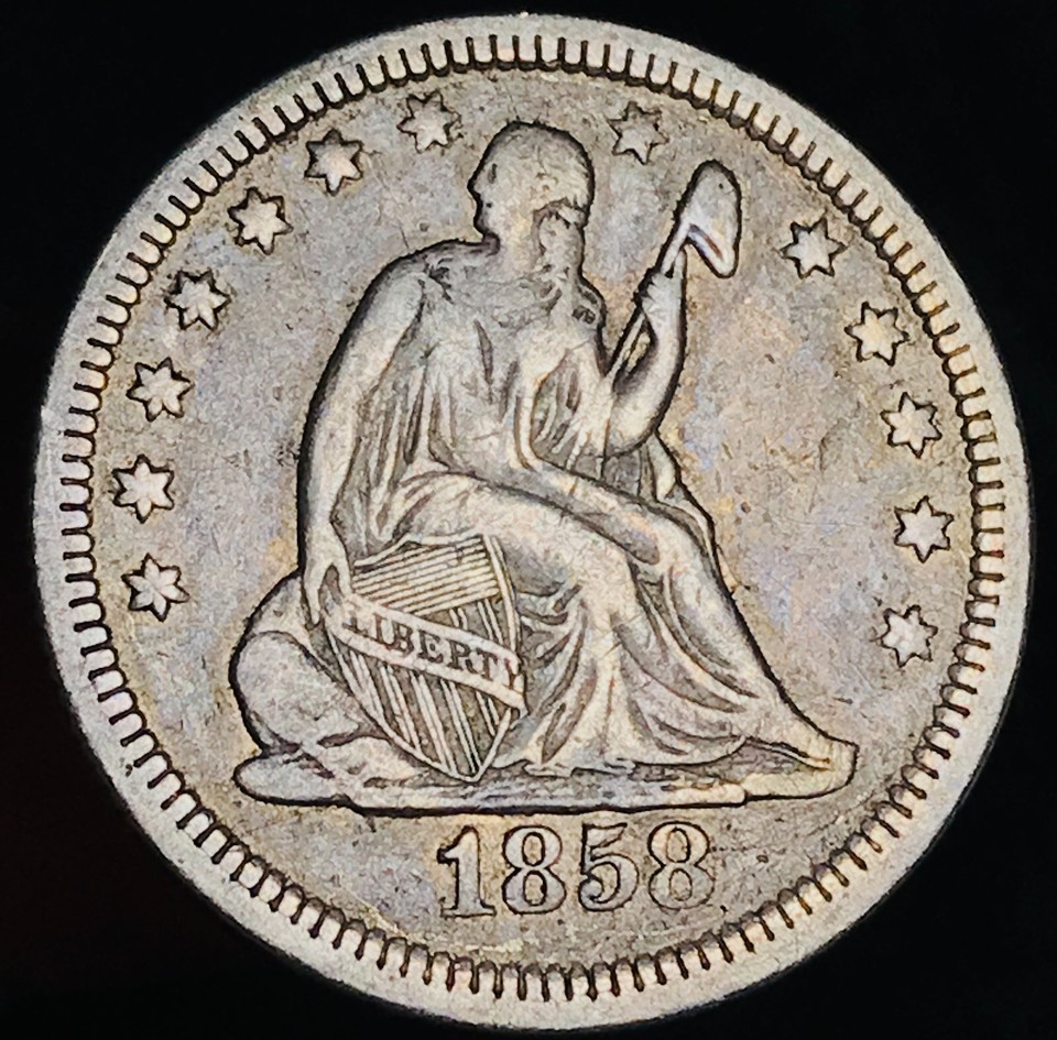 1858 Seated Liberty Quarter 25C Ungraded Choice 90% Silver US Coin ...