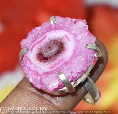 Solar Quartz Gemstone Ring 925 Sterling Silver Overlay US Size 8.5 ...