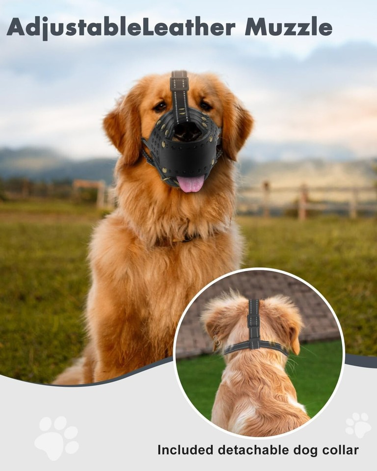 Heavy Duty Muzzle for Medium Large Dogs Biting Leather Basket German ...