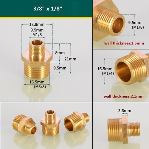 1/8 1/4 3/8 1/2 3/4 1" Male BSP Thread Coupler Brass Connector Fitting ...