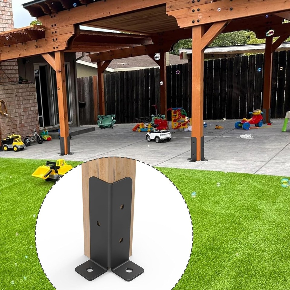 4 Pcs Adjustable Deck Post Anchor Brackets Kit - Fit 1.5x1.5, 2x2, 2x4 ...