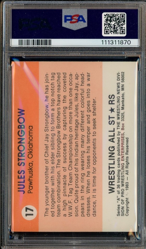 1983 Wrestling All-Stars #17 Jules Strongbow PSA 9 MINT | eBay