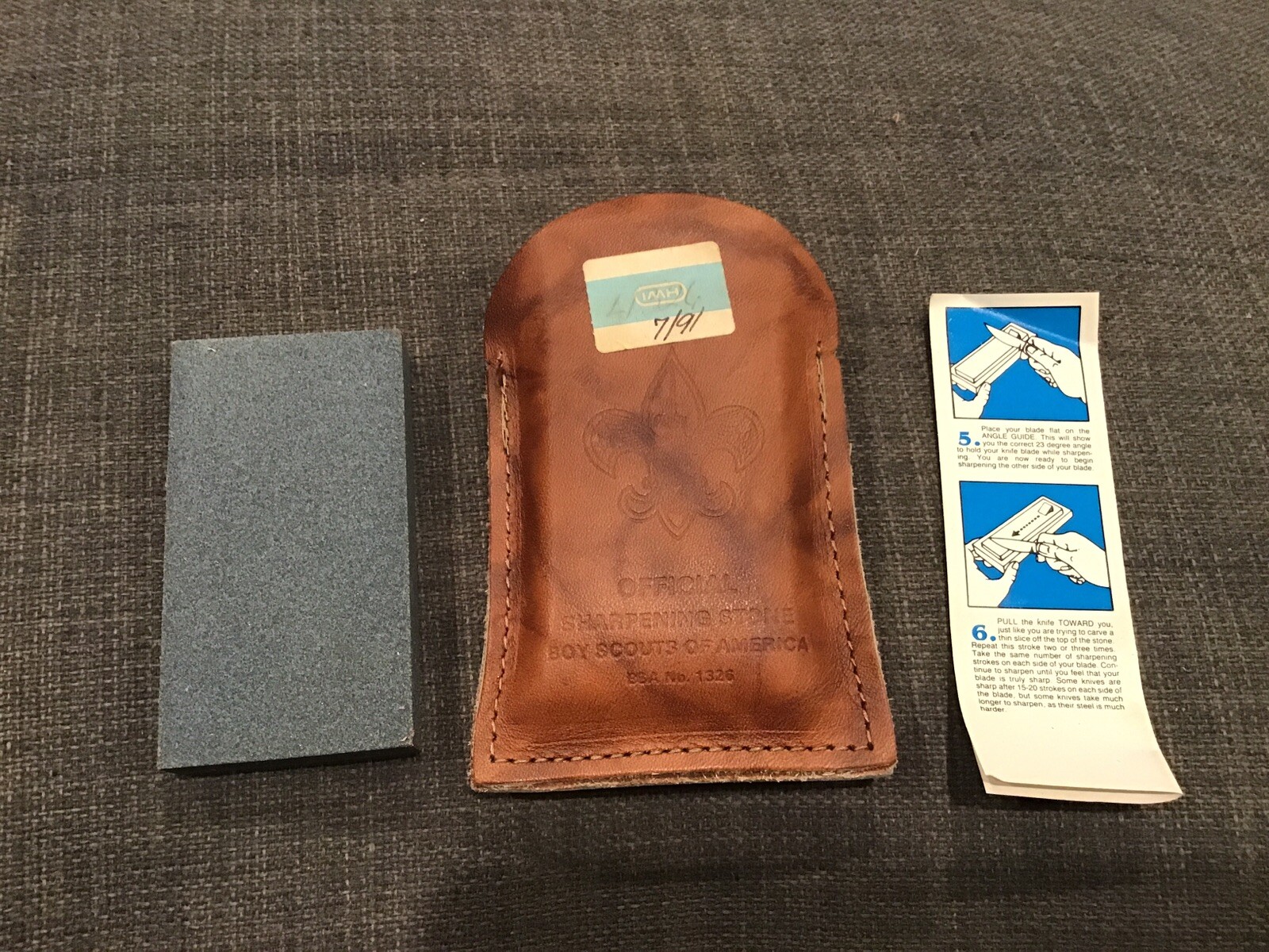 Vtg Boy Scouts of America Official Sharpening Stone Leather Pouch ...