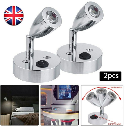 2pcs LED Spot Reading Lights Switch Camper Boat Motorhome Caravan ...