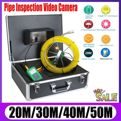 7" LCD Monitor Sewer Endoscope Pipe Inspection Video Camera with 6W LED ...