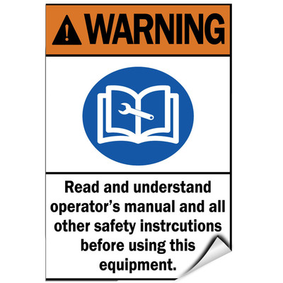 Warning Read Manual Follow Instructions Before Using LABEL DECAL ...