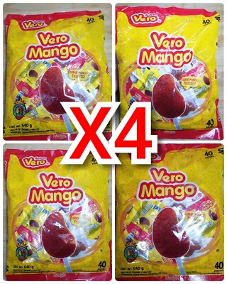 VERO MANGO PALETA 40ct, 4 BAGS, Mango Chili Lollipops, Mexican Candy | eBay