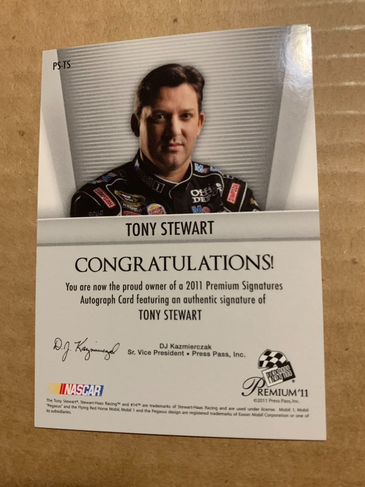 2011 TONY STEWART PRESS PASS PREMIUM SIGNATURES AUTOGRAPH 48/66 | eBay