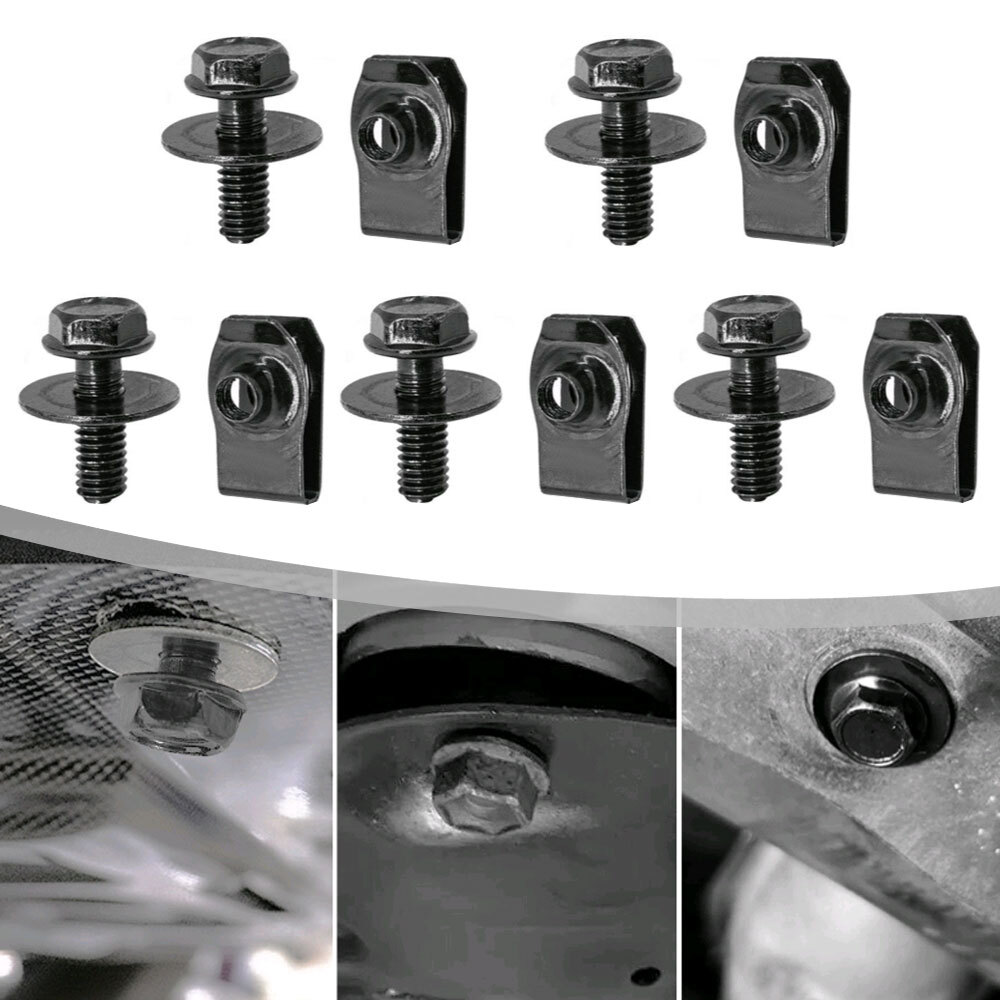 5pcs Body Bolts & U-nut Clips M6 Engine Cover Undertray Splash Shield ...