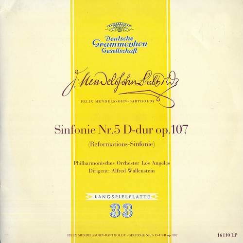 MENDELSSOHN Symphony 5 ALFRED WALLENSTEIN LAPO DGG LP-16110 10" GY2 ...