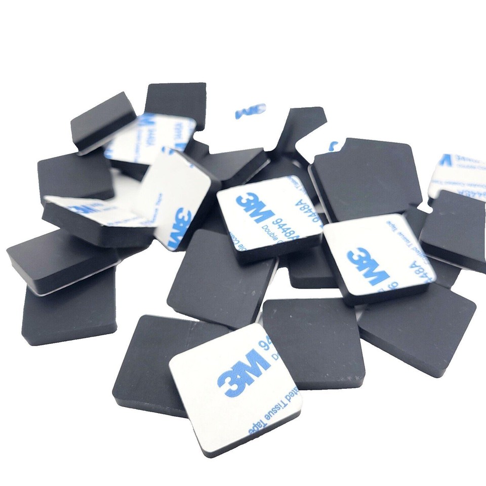 3/16" Thick Stick on Rubber Feet 1" Square Bumpers 3M Adhesive Back ...