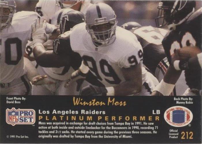 1991 Pro Set Platinum Winston Moss #212 for sale | eBay