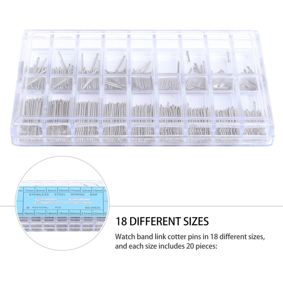 360 Pcs Stainless Steel Spring Buckle Tool Watch Band Link Cotter Tools ...