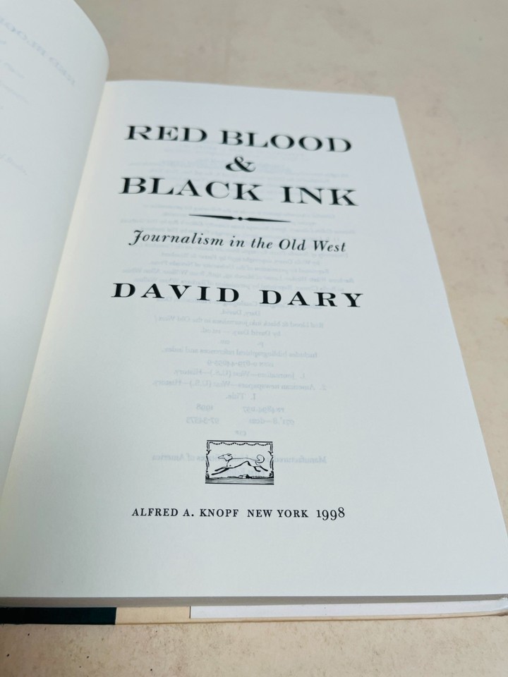 Red Blood & Black Ink David Dary 1998 Alfred A. Knopf | eBay UK