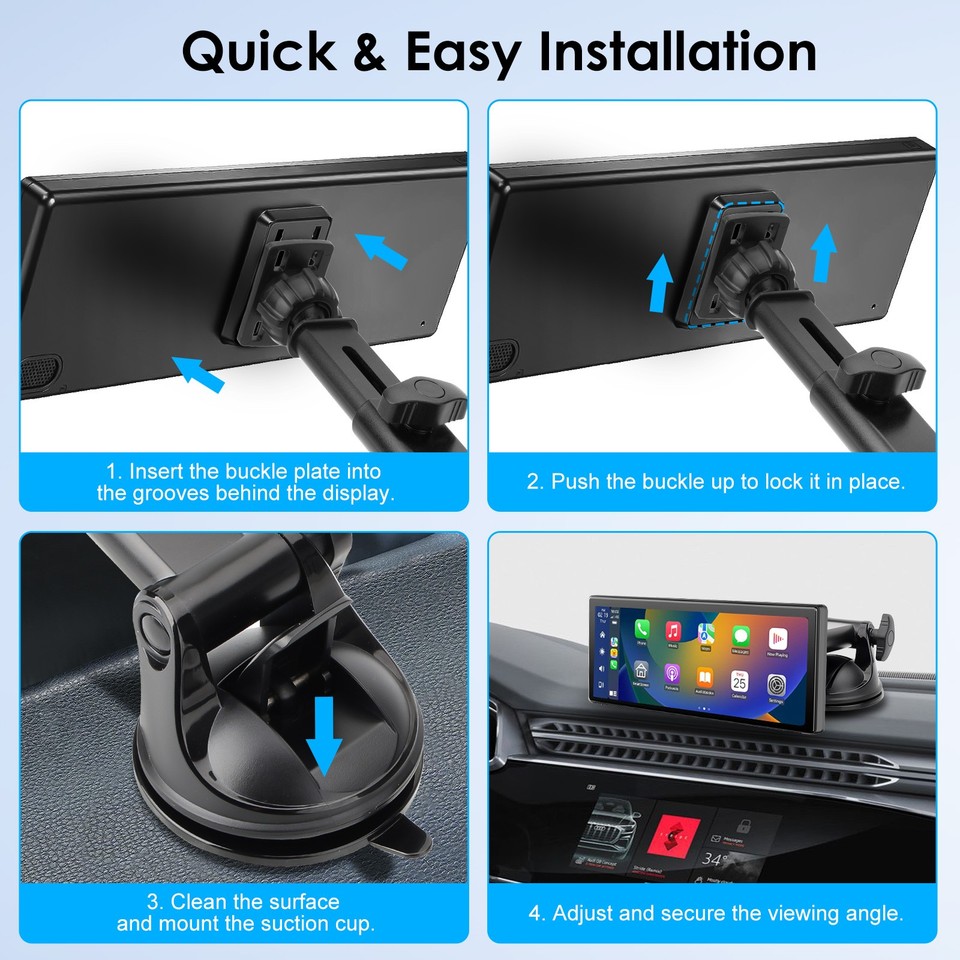 Suction Cup Car Mount for 7-11" CarPlay Screen Rotation Dashboard ...