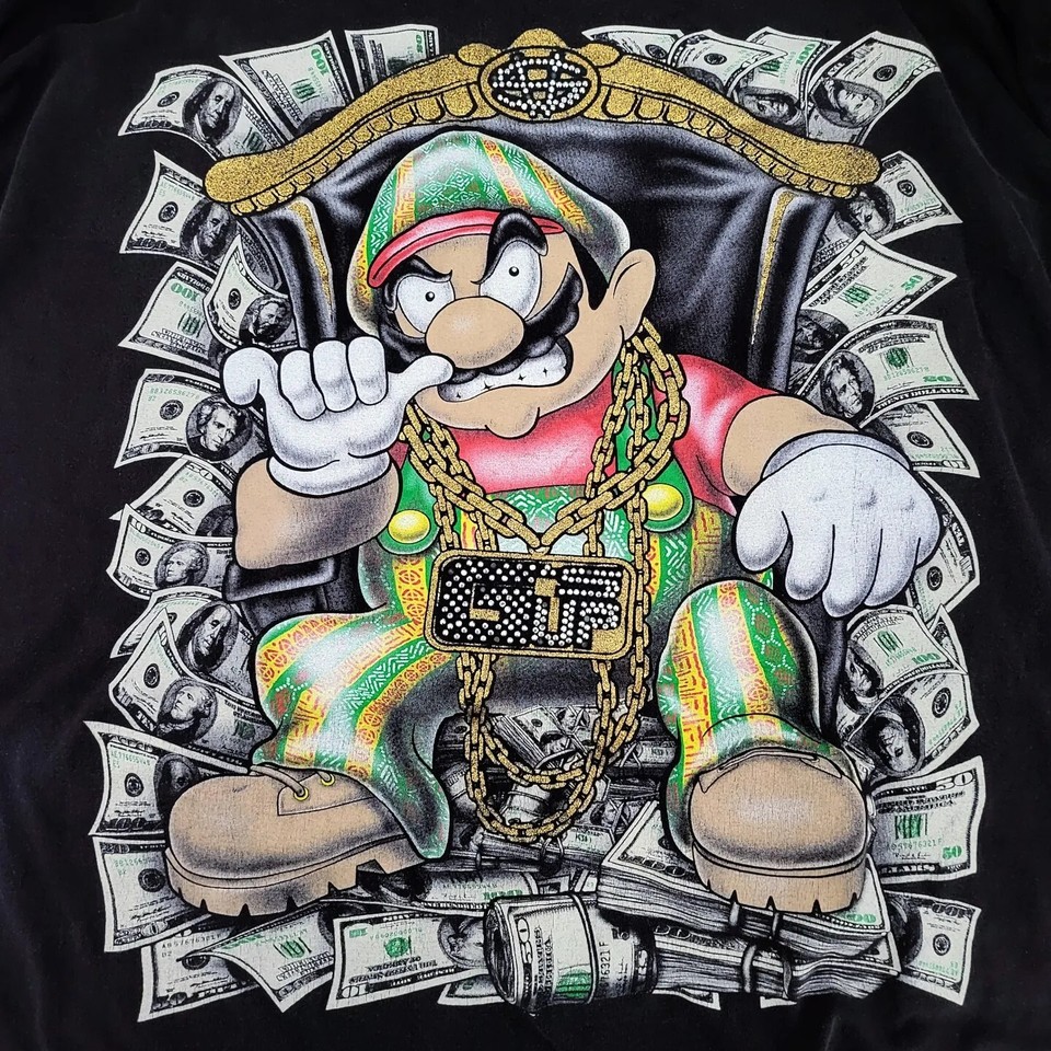 Vintage Wario T Shirt 2XL Mario Nintendo Bling Gangster Pimp Cartoon ...