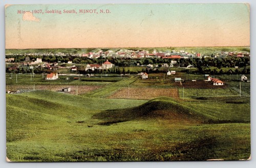 Minot North Dakota~Birdseye Panorama Looking South~Homes~Mounds~1908 ...