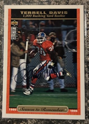 1996 Collector's Choice Season to Remember Terrell Davis Signed Auto ...