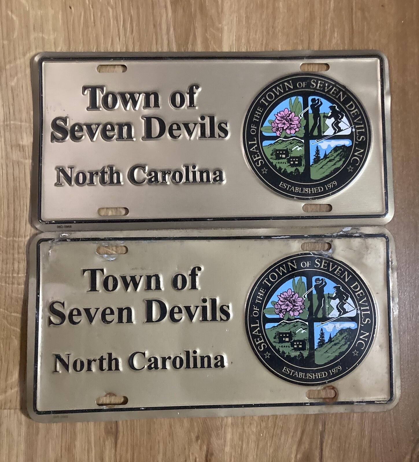 Lot Of 2 Vintage Used Booster License Plate Town of Seven Devils North ...