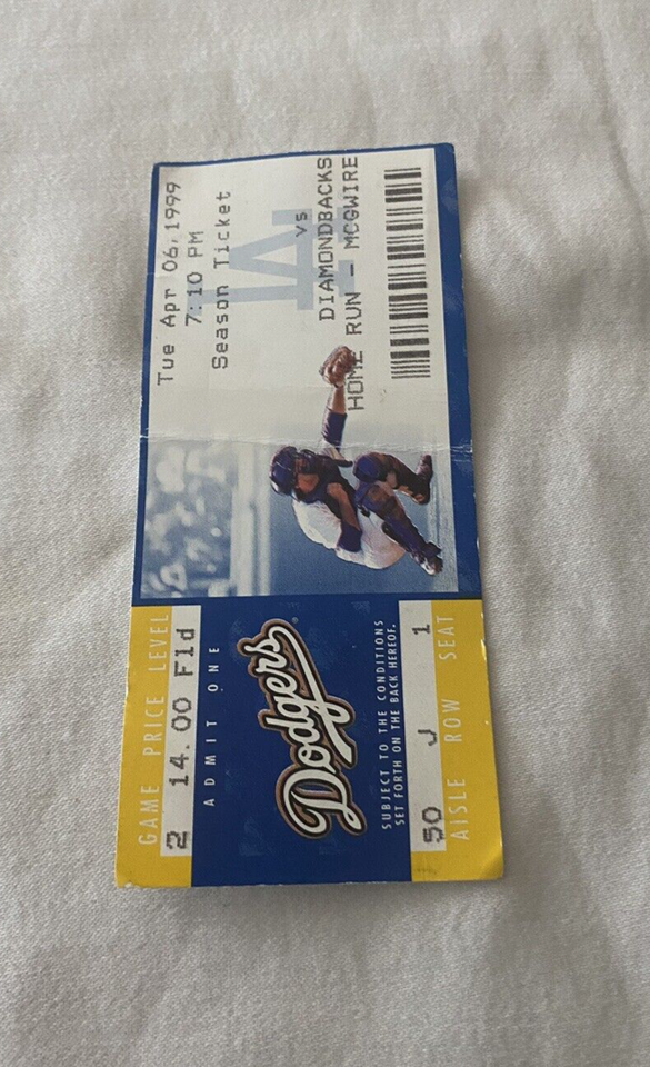 April 6 1999 Used LA Dodgers VS D Backs Game Season Ticket Stub Vintage ...