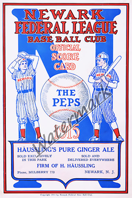 1915 FL Federal League Newark Peppers Scorecard Cover Color REPRINT 8 X ...