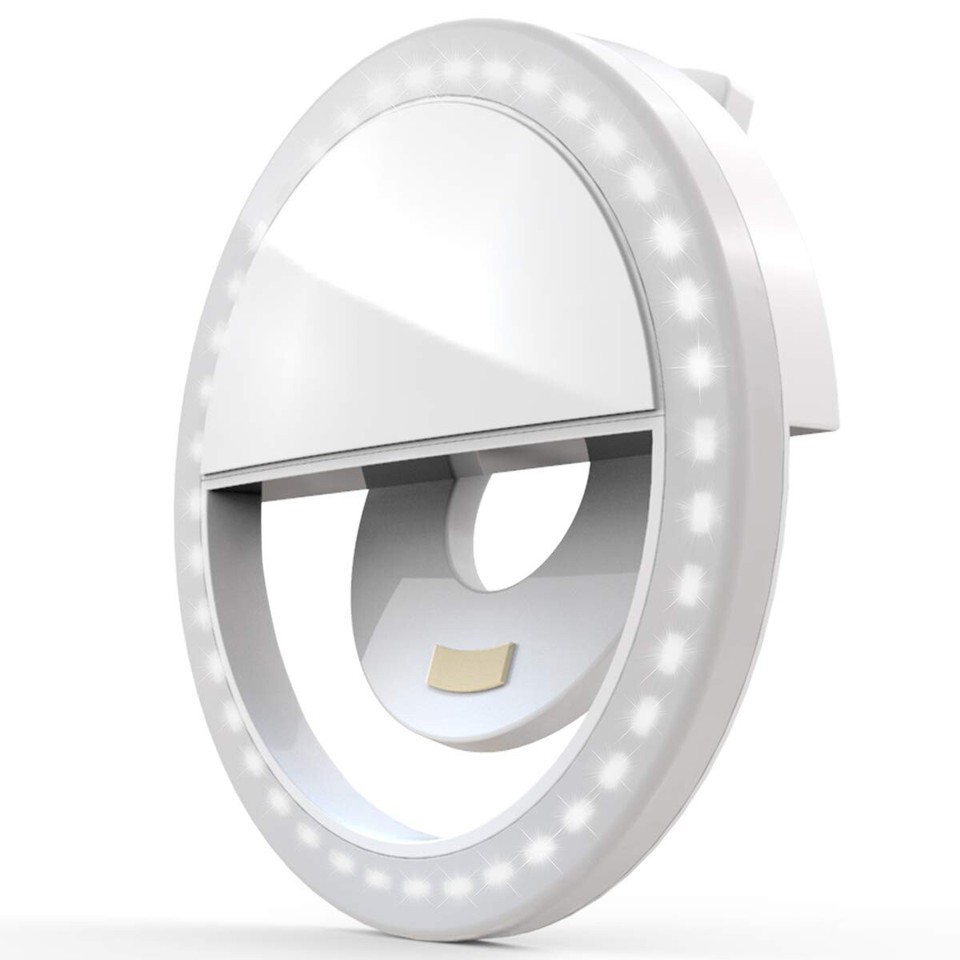 Rechargeable Selfie Ring Light with 3 Brightness Modes, Charging Cable ...