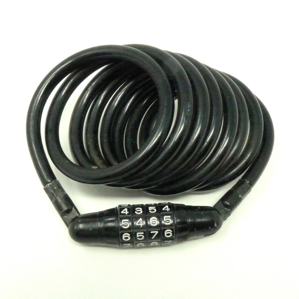 Pyramid Re-settable Bicycle Combination Lock Vinyl Coated 8mm x 6 Coil ...