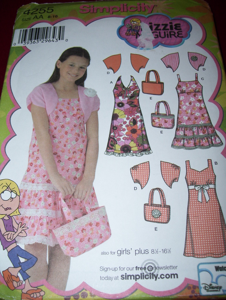 LIZZIE McGUIRE - SIMPLICITY #4255 - GIRLS DRESS - SHRUG & BAG PATTERN 8 ...