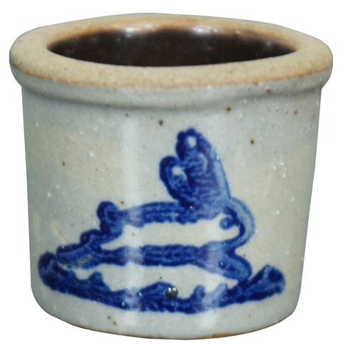 1990 Miniature Salt Glazed Stoneware Dollhouse Rabbit Bunny Crock 2" | eBay