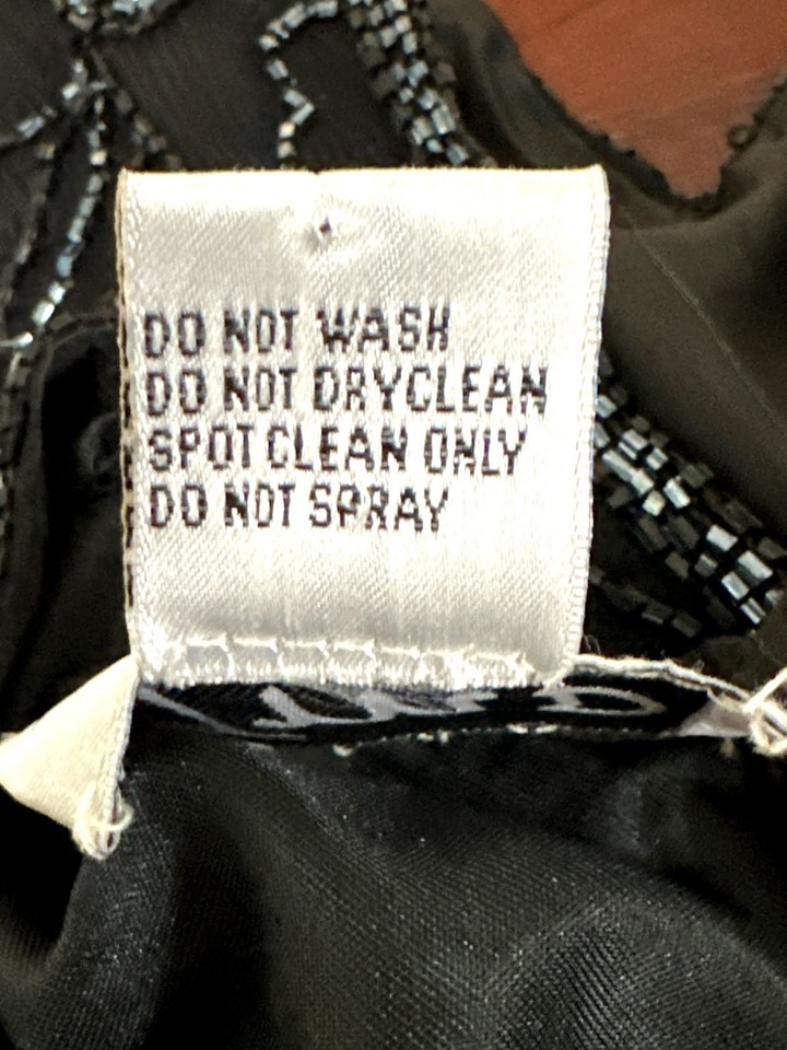 JMD New York PM Black Silk Beaded Dress Vintage Floral Embellished ...