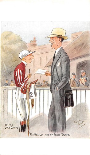 HORSE RACING CARTOON CARICATURE PAT BEASLEY & MR PHILIP DUNNE THE TOUT ...