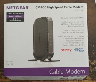 Netgear DOCSIS 3.0 (CM400-100NAS) 340 Mbps 8 x 4 Channel Bonding ...
