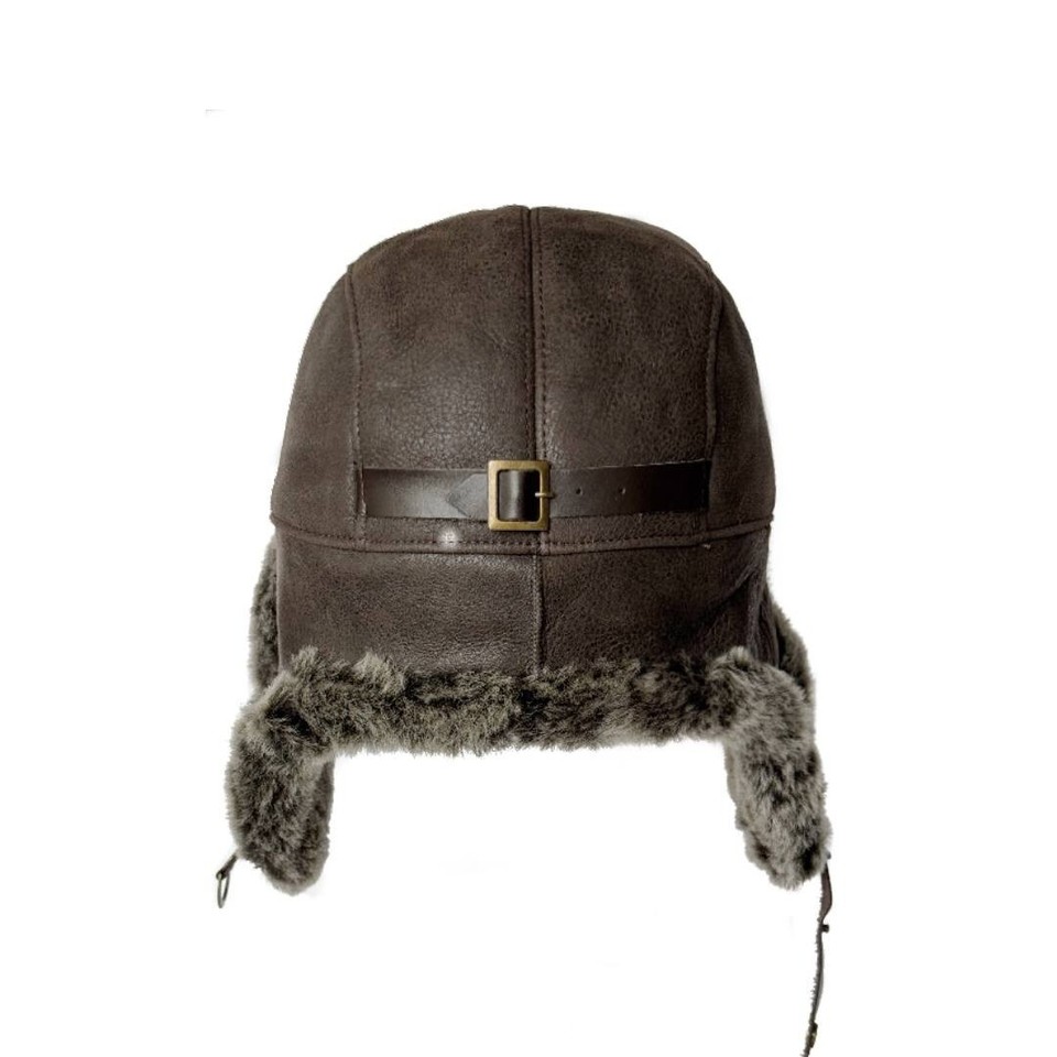 Real Shearling Sheepskin Trapper Hat Ushanka Hat – Winter Fur Hat with ...