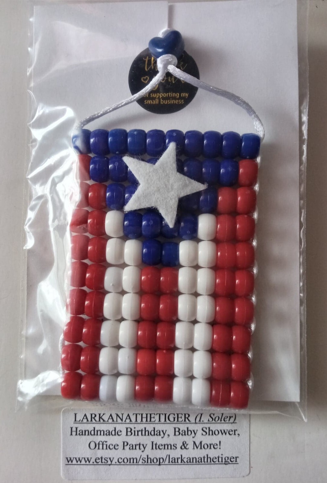 Handmade Puerto Rico Beaded Mini Flag For Car Rear View Mirror in ...