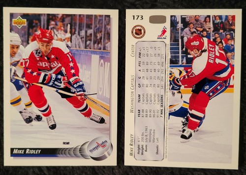 TWO 1992-93 Upper Deck Mike Ridley Hockey Cards (Washington Capitals ...