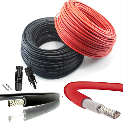 Solar Panel PV Cable DC Rated 4mm² & 6mm² + MC4 Connector Crimp Wire ...