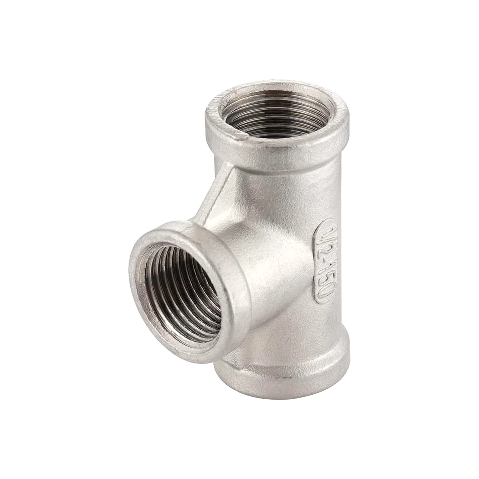 1/2" NPT Tee Female Thread Class 150 Stainless Steel 304 T Shaped Pipe ...